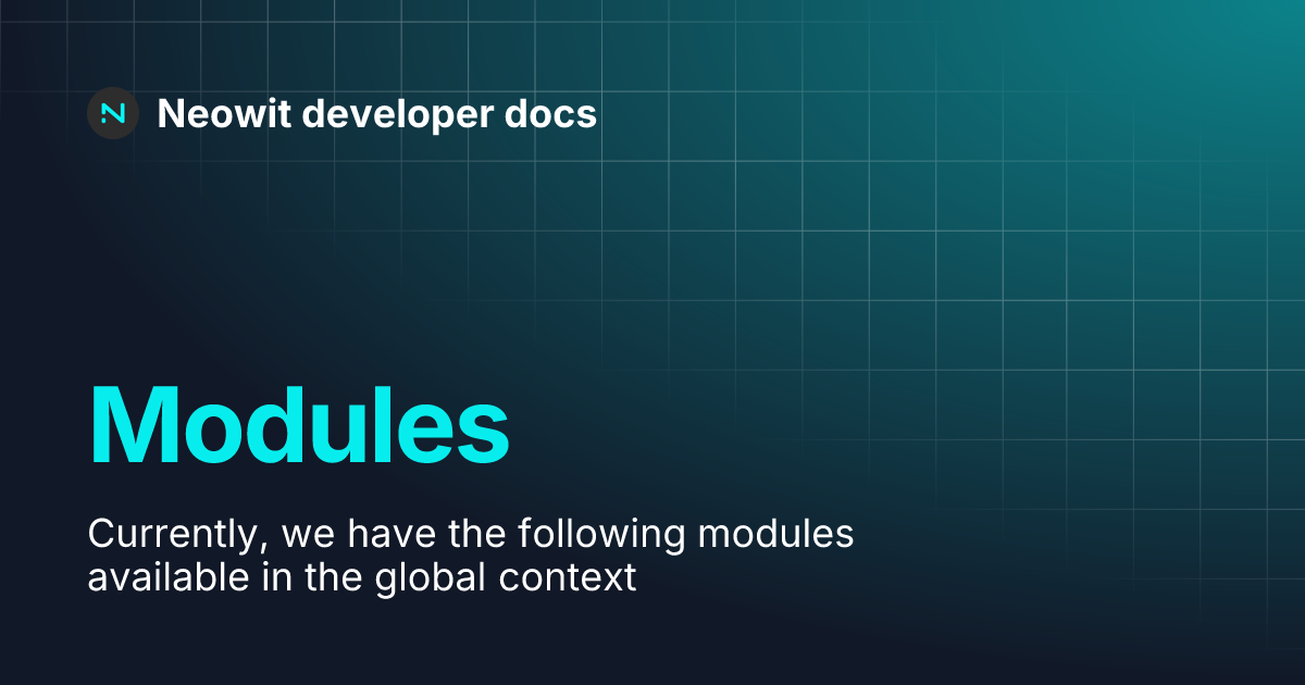 Modules | Neowit developer docs